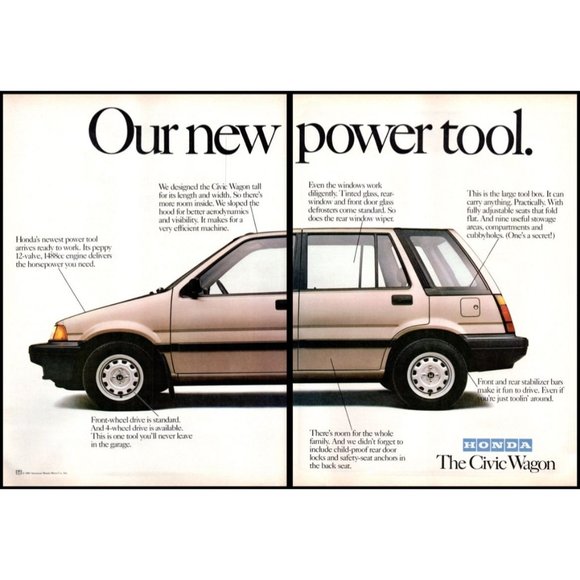 Honda | Art | 986 Honda Civic Station Wagon 2 Page Vintage Print Ad New ...